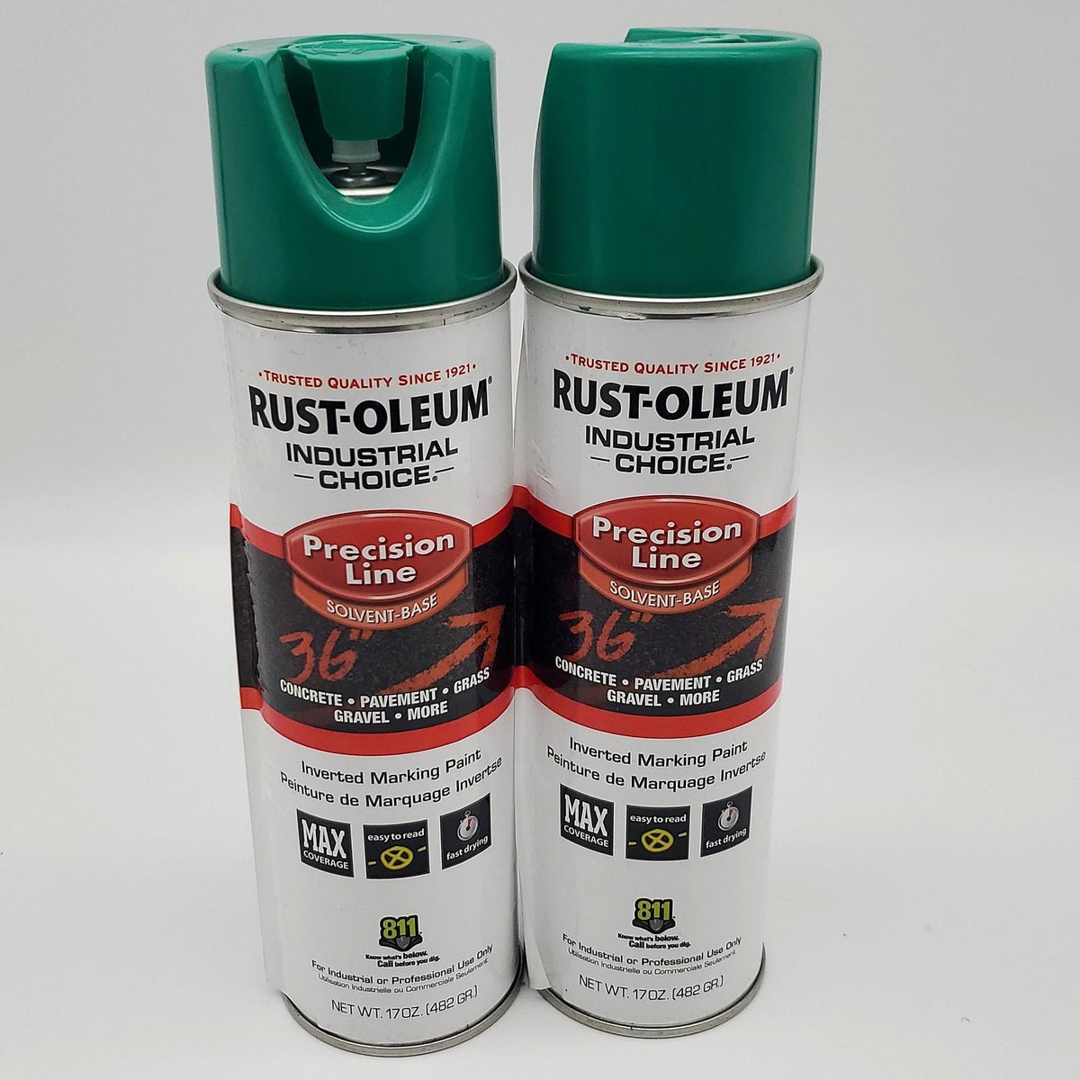 Rust-Oleum Precision Safety Inverted Marking Paint Green 17oz Can Pack ...