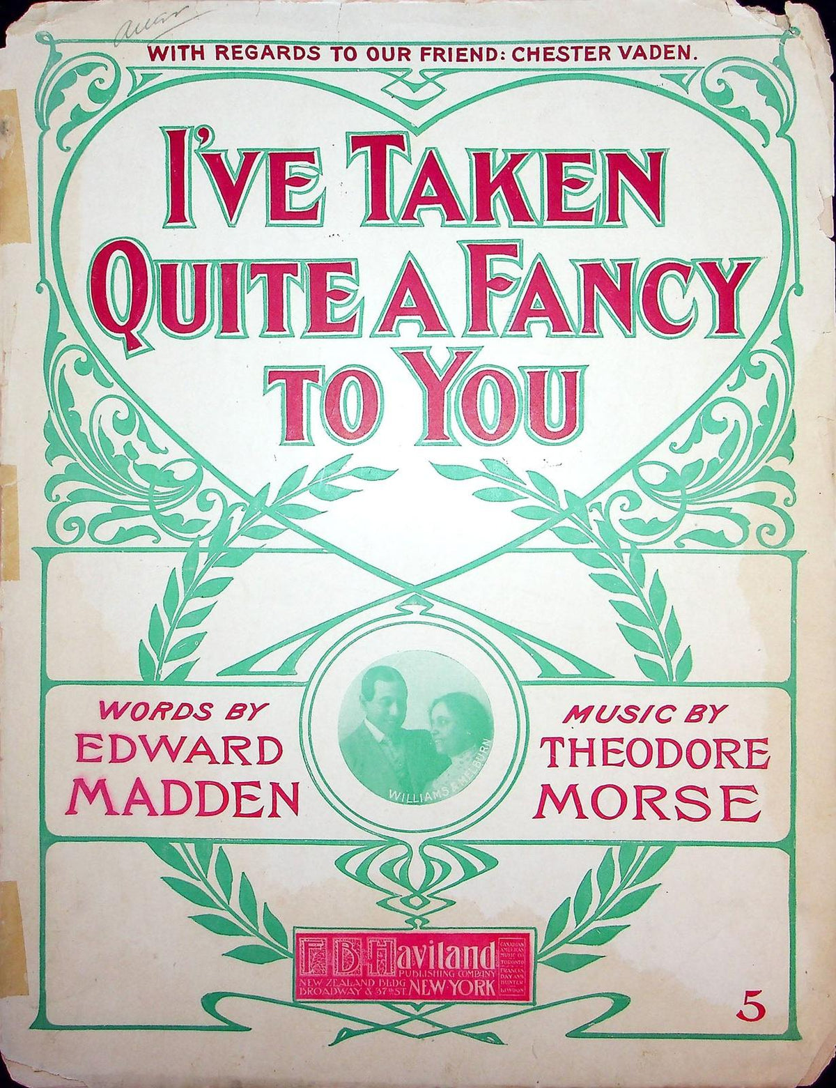 1908 I've Taken Quite A Fancy To You Sheet Music Large Theodore Morse ...