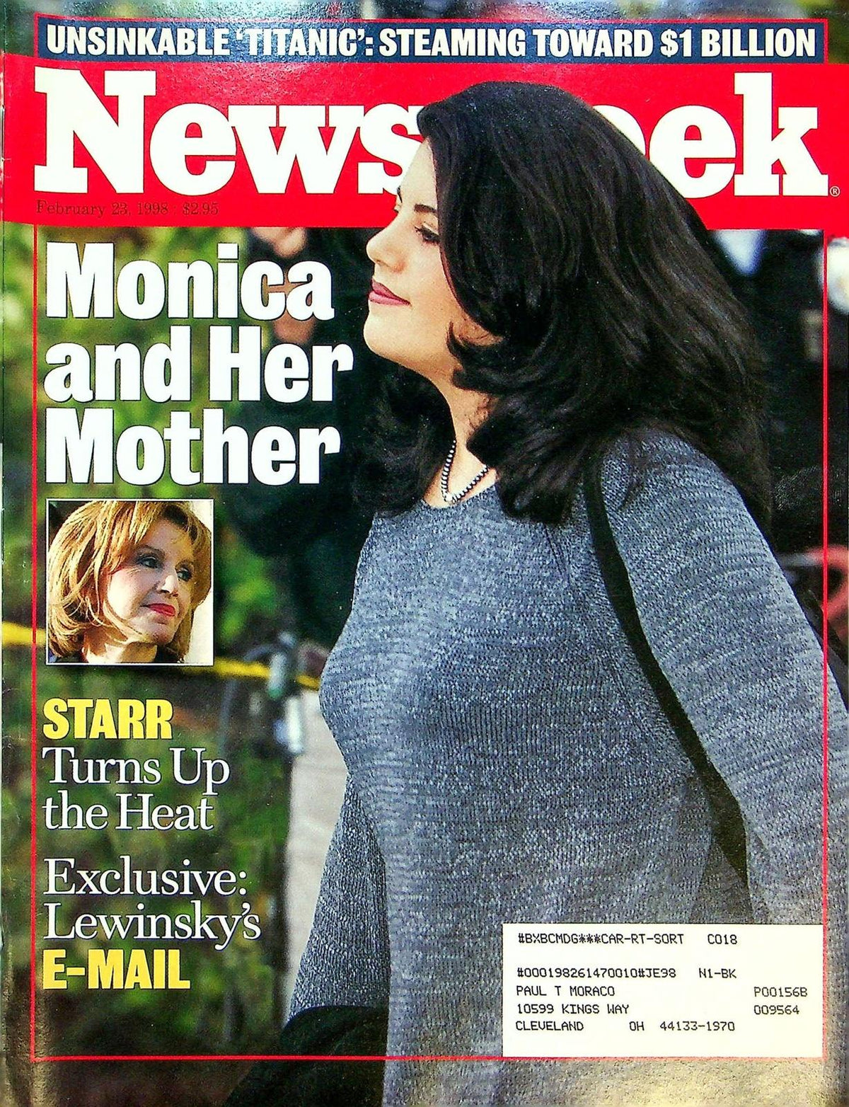 Newsweek Magazine March 23 1998 Monica Lewinsky Clinton Starr Titanic ...