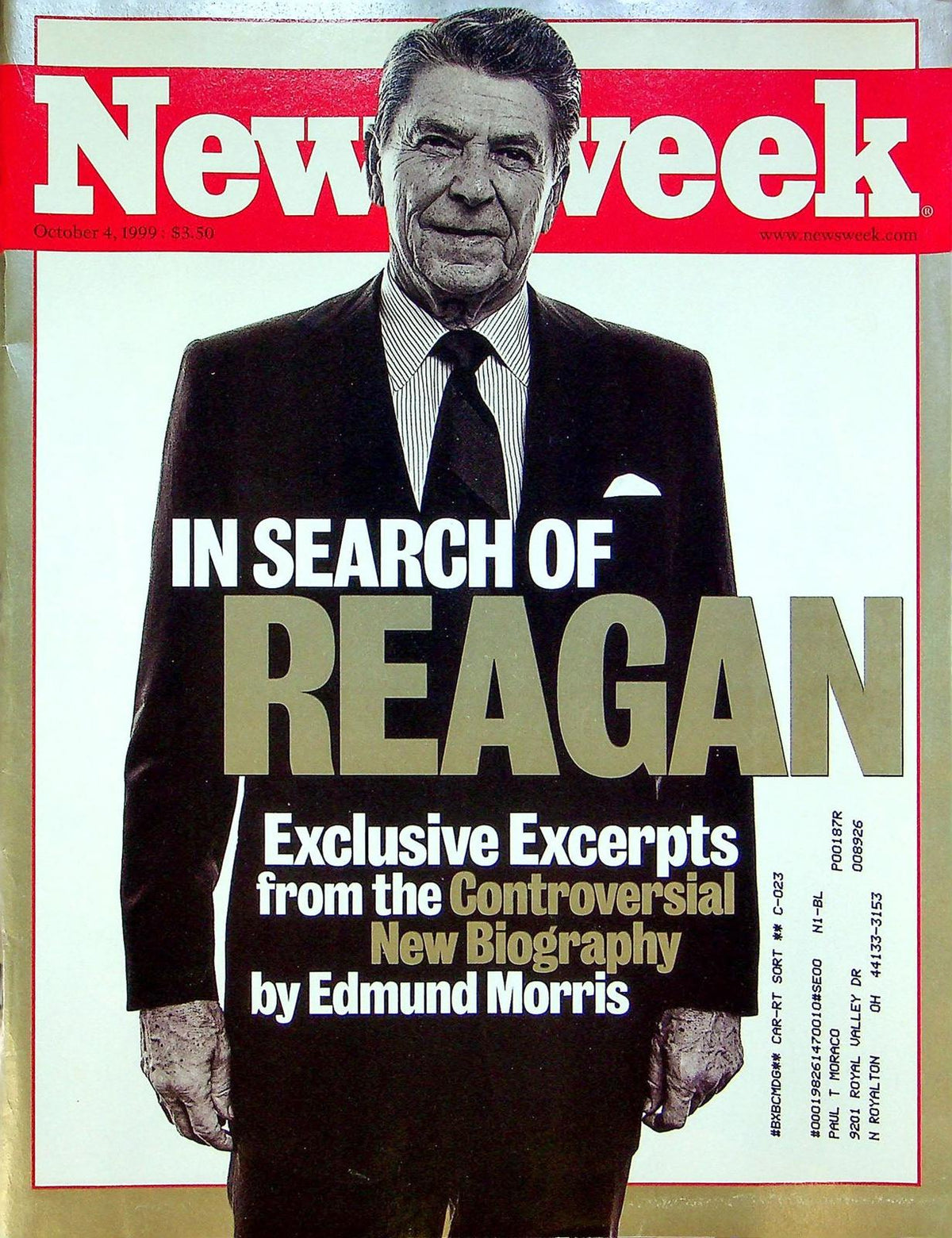 Newsweek Magazine October 4 1999 Ronald Reagan Biography Memoir Contro ...