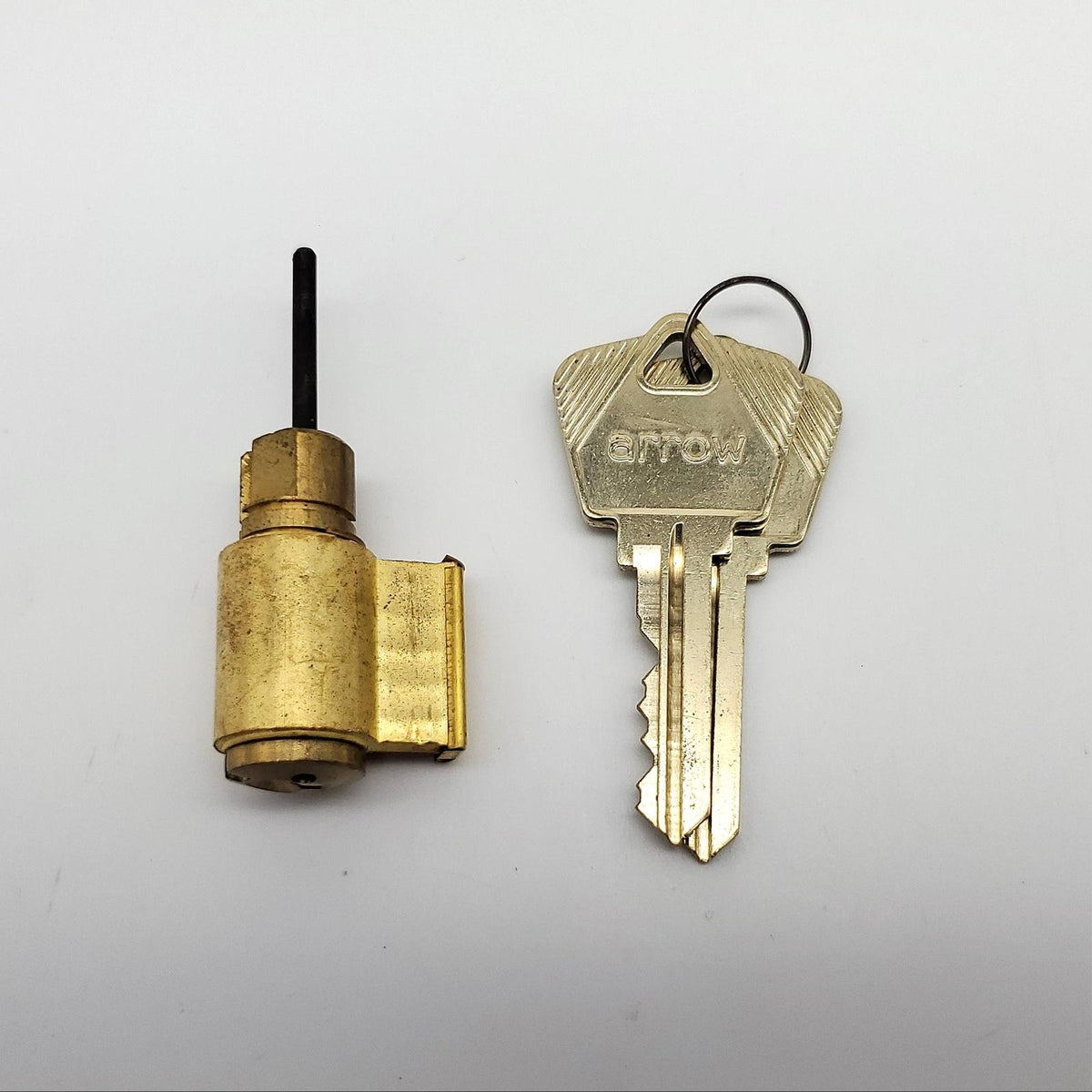 Arrow Lock Cylinder 15HC Satin Brass Hotel Function Key in Knob E Keyw ...