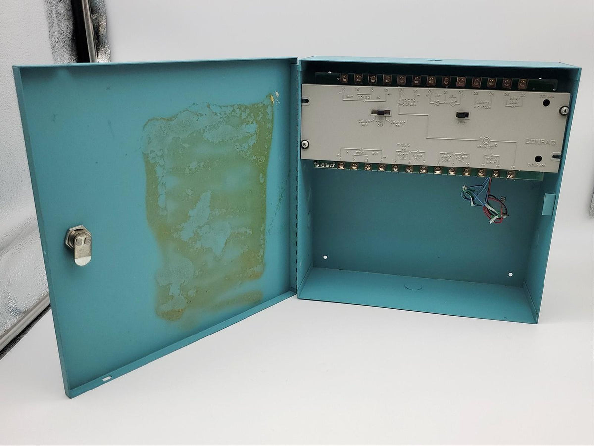 Conrac 2 Zone Fire Alarm Panel 9063 6VDC 26 Terminal 12"x12" Enclosure ...