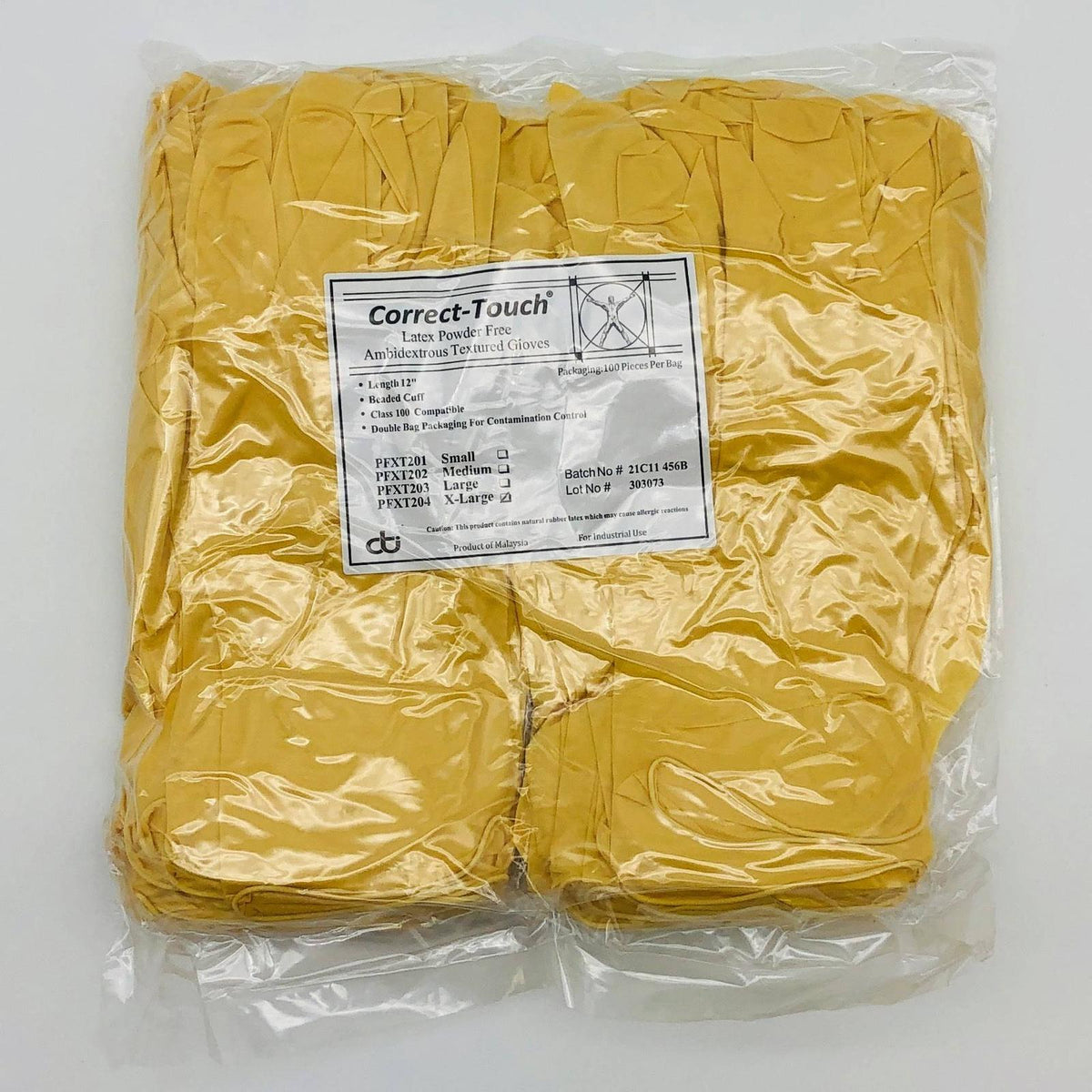 Correct-Touch PFXT204 Disposable Gloves XL Cleanroom 12" Latex PF 100 ...