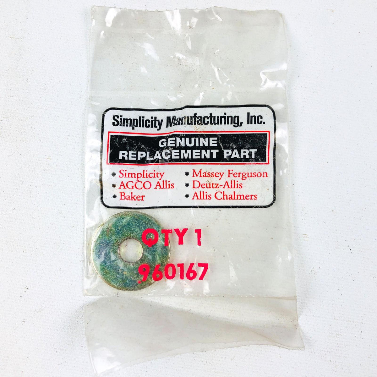 Simplicity 960167 Washer 0.312-0.33IDx1 OEM NOS USA Made Replaced 2860 ...