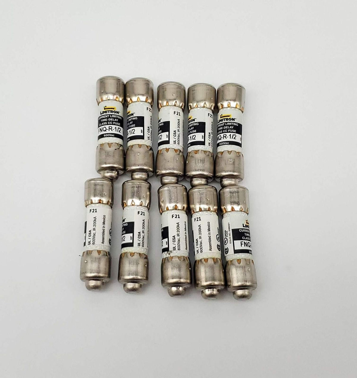 Bussmann FNQ-R-1/2 Fuses 1/2A 600V Time-Delay Limitron Dual Element Pa ...