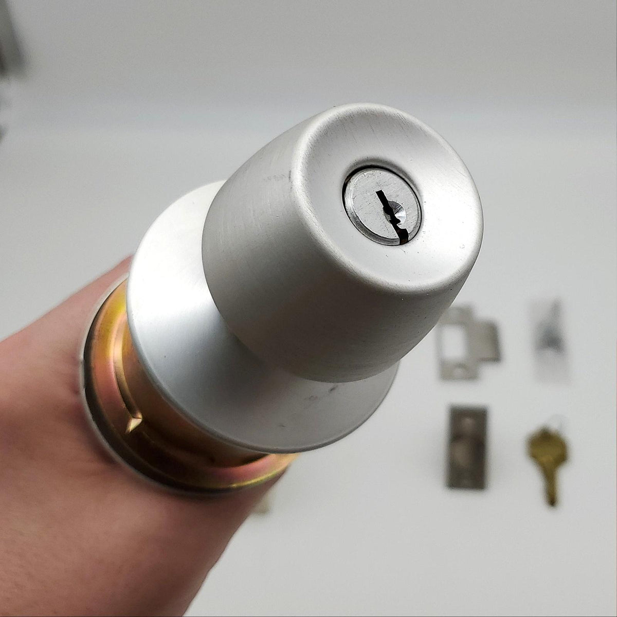 Arrow Door Knob Entry Lock Satin Aluminum 2-3/8" Backset 351 No Inside ...