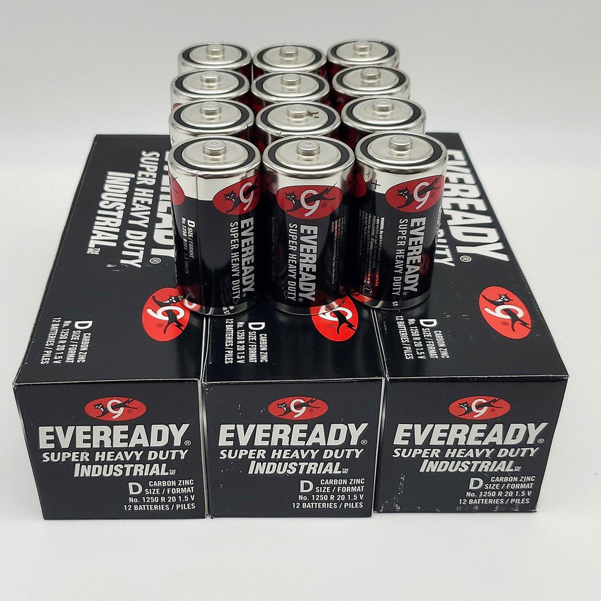 Eveready D Batteries Super Heavy Duty Carbon Zinc 1.5V 1250 R20 Case o ...