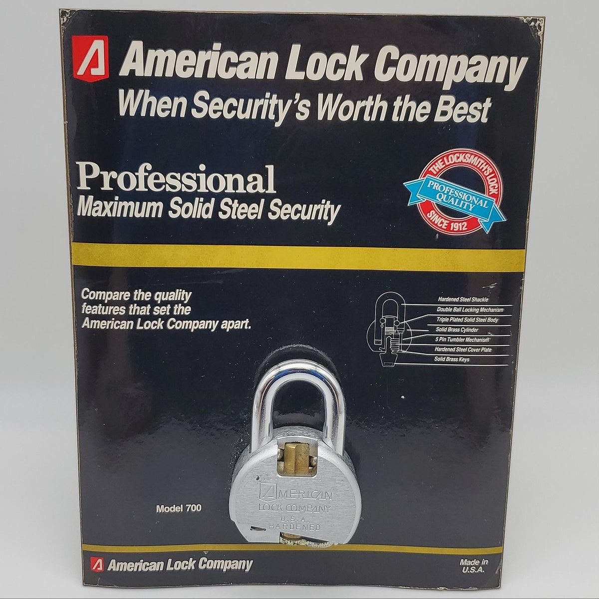 American Lock Company Model 700 Padlock Cutaway Merchandise Display Pr ...