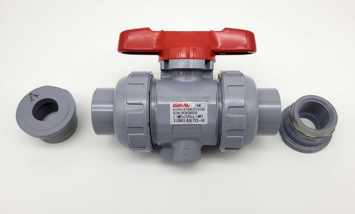 Asahi AV 1613007 3/4" Ball Valve Manual 2-Way CPVC FKM Seals 230 PSI ...