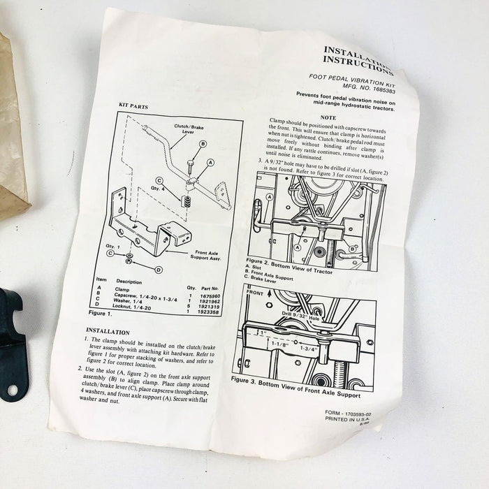 Simplicity 1685383 Foot Pedal Vibration Kit for Hydrostatic Tractors 1 ...