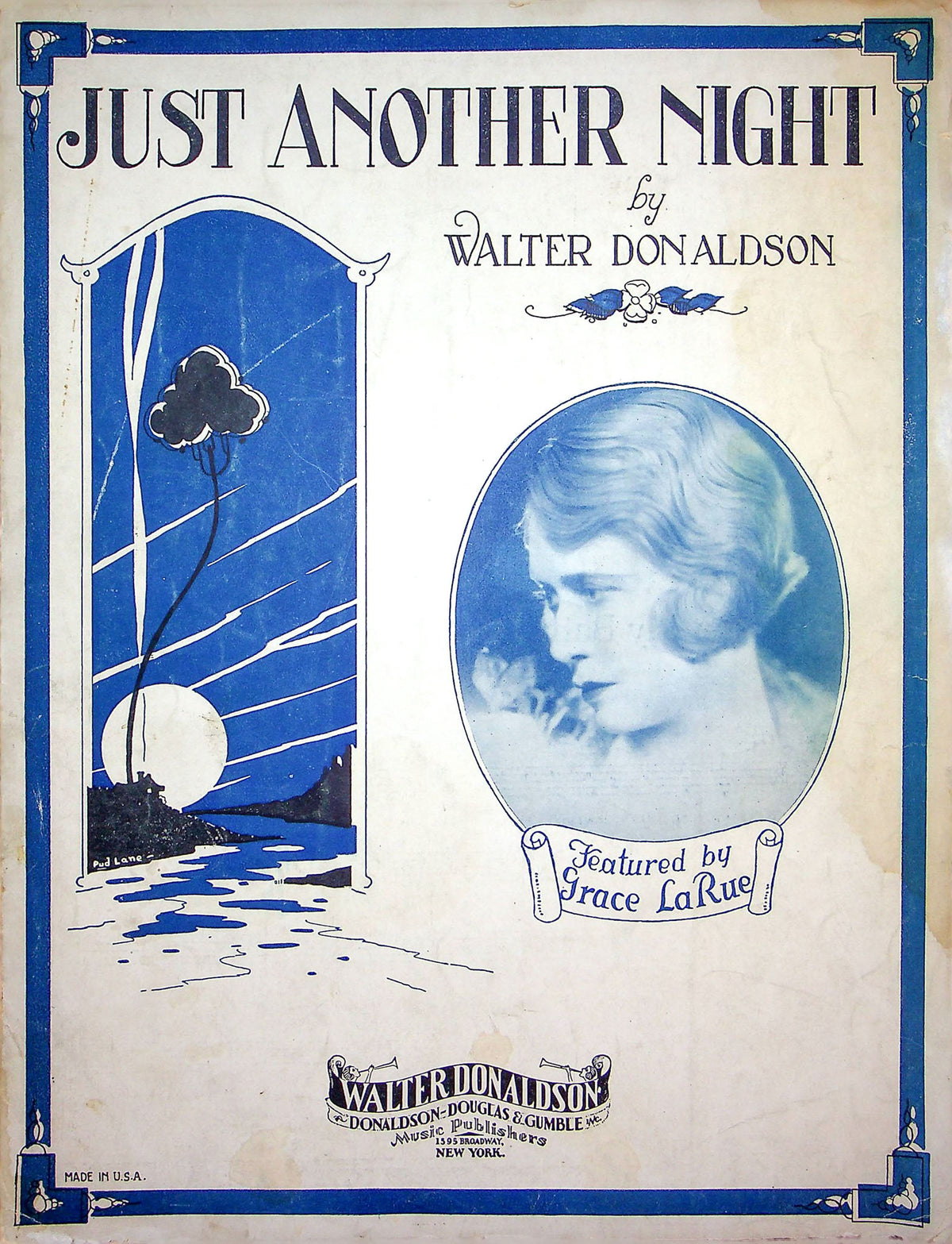 Sheet Music Just Another Night Grace LaRue Walter Donaldson 1928 Waltz ...