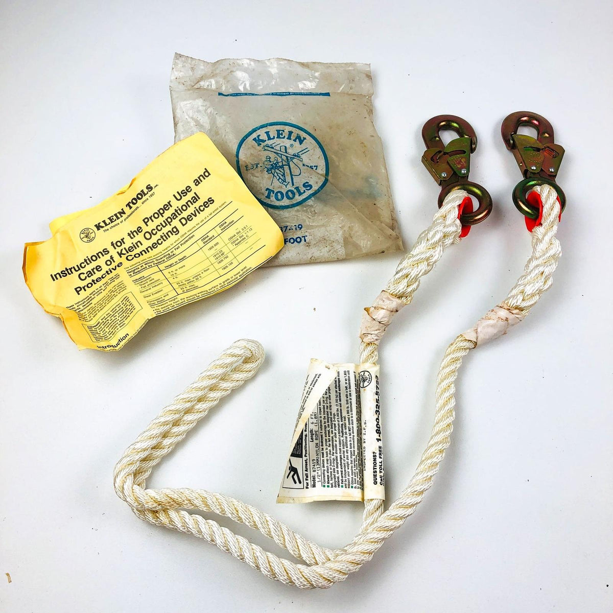 Klein Tools 87419 Nylon Webbing Lanyard 6-Foot Steel Snap Hook New Old ...