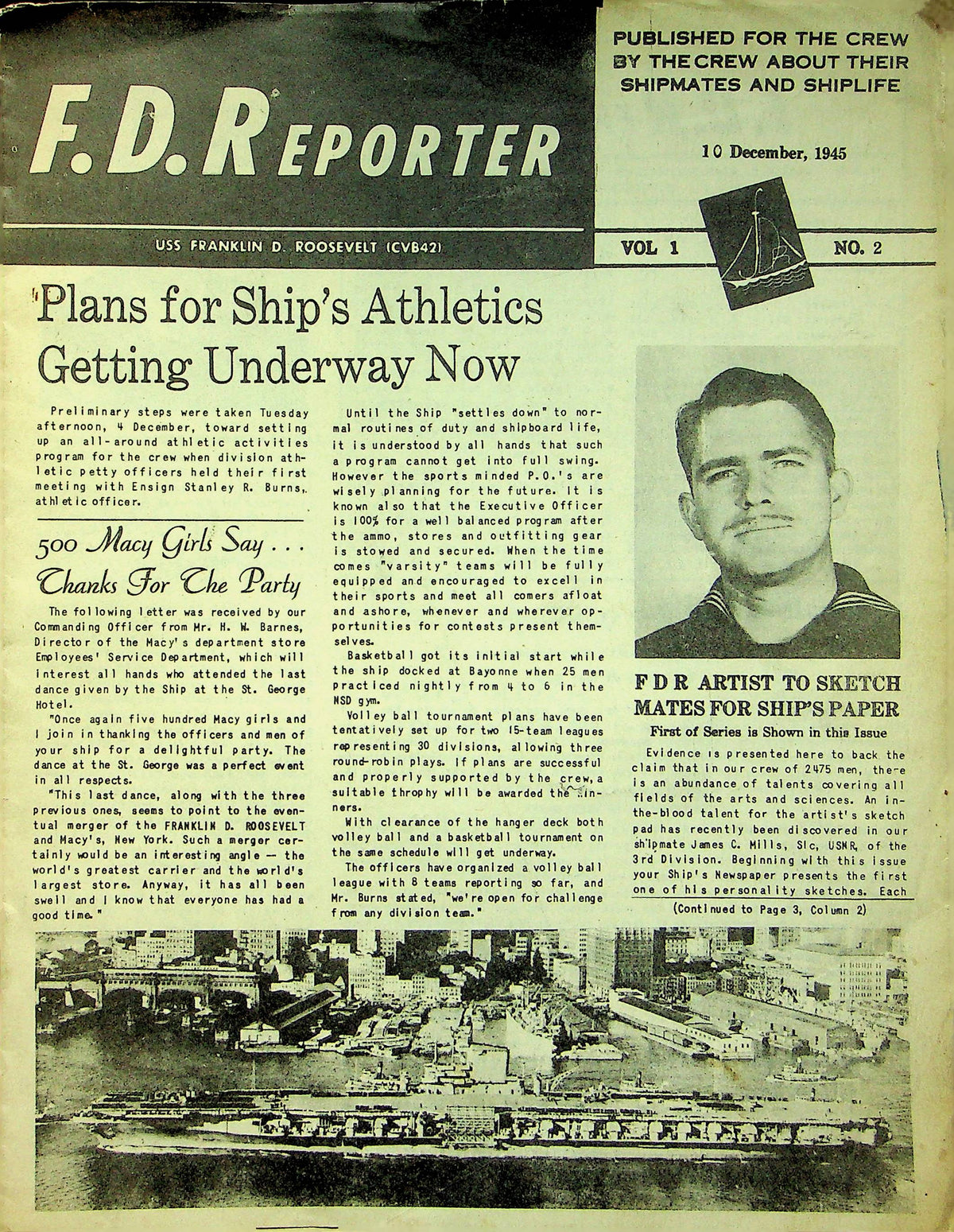 FD Reporter Ship Newspaper USS FD Roosevelt 1945 December WW2 Navy Jam ...
