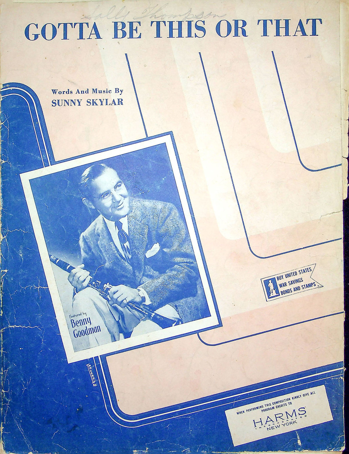 Sheet Music Gotta Be This Or That Benny Goodman Sunny Skylar 1945 WW2 ...
