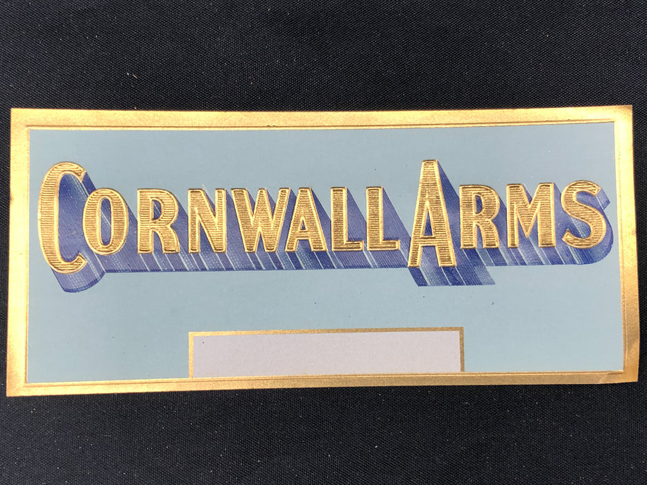 Cornwall Arms Cigar Label Box Wrapper Original Embossed Lettering Unus ...