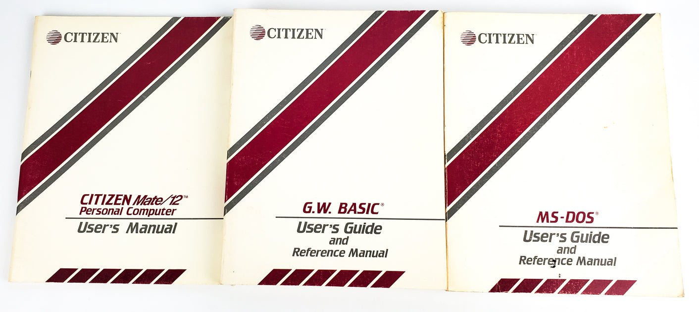 CITIZEN Mate/12 Personal Computer User Manual, GW Basic Guide & MS-DOS ...