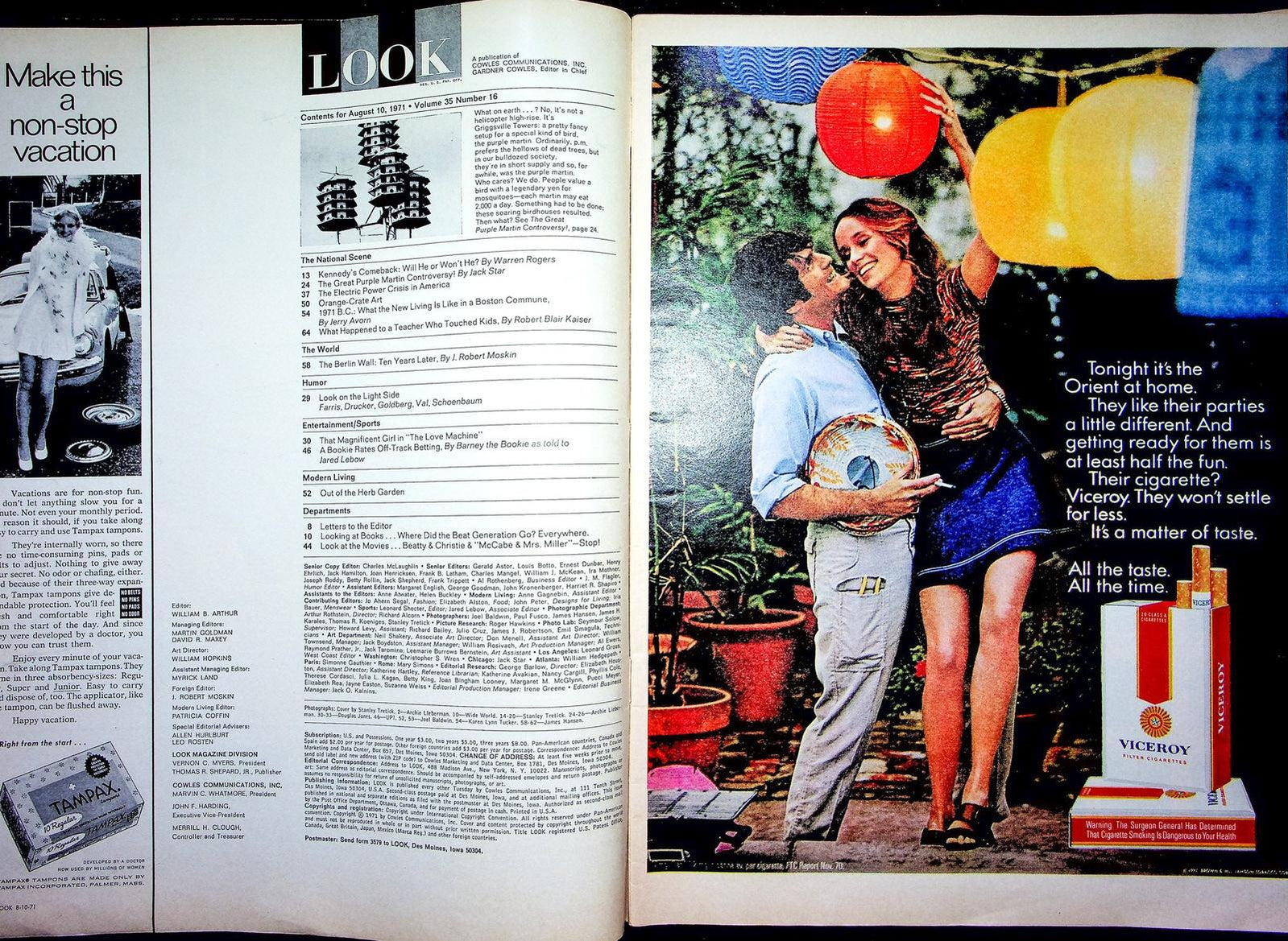 Look Magazine August 1971 Ted Kennedy Democratic Party Jodi Wexler Hol ...