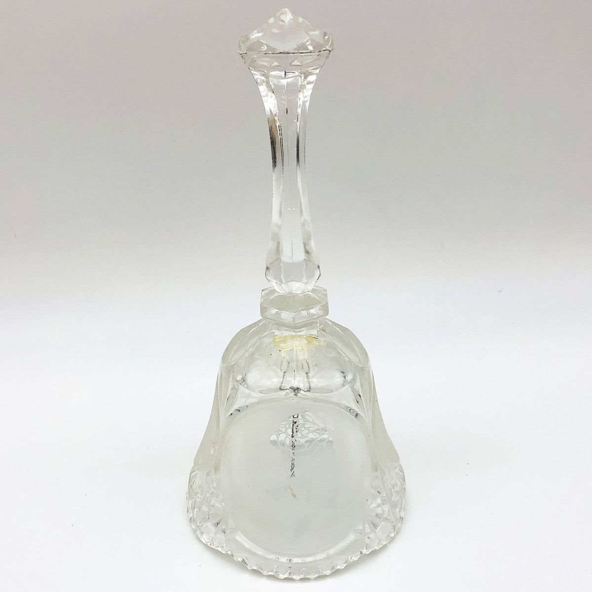 Vintage Lead Crystal Bell 8" Etched 3 Rose Flower Frosted Panels Dinne ...