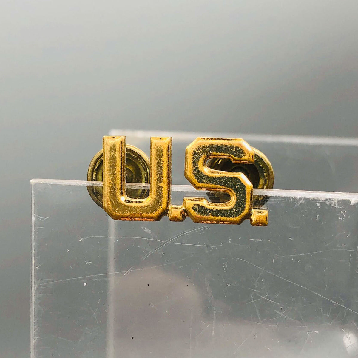 US Army Officers Collar Device Letters Pinback Pre WW2 Domed Clutch Nu ...
