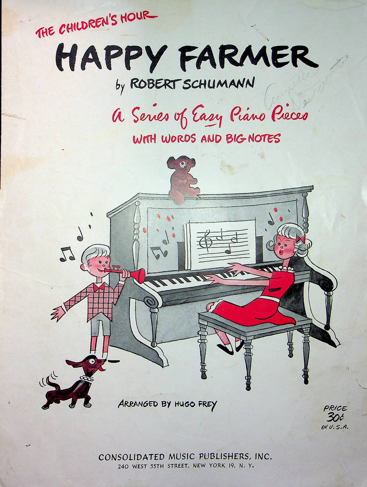 Vintage Childrens Sheet Music Happy Farmer Robert Schumann Easy Piano ...