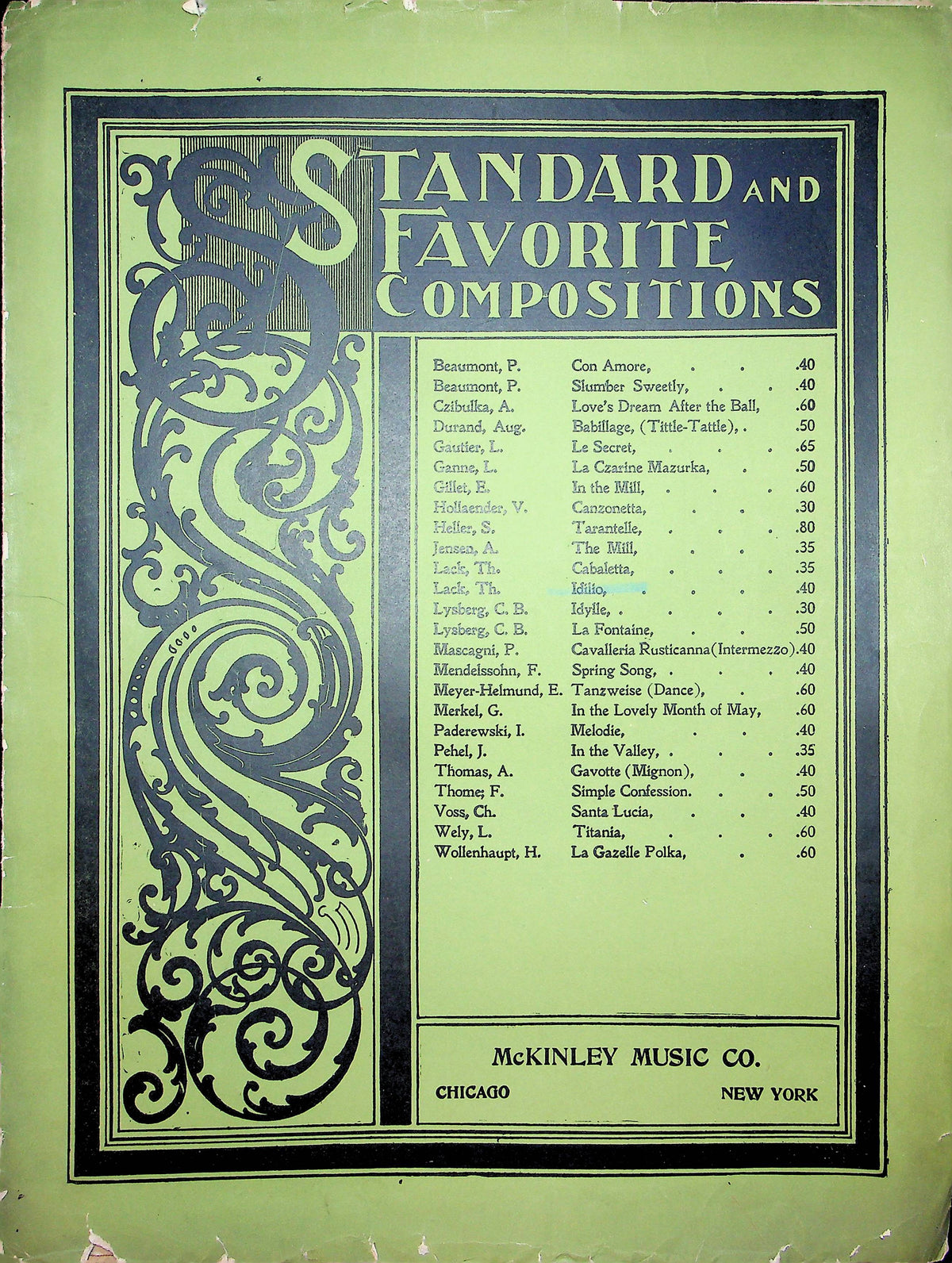 Idilio Vintage Sheet Music Theodore Lack 1907 McKinley Music Piano ...